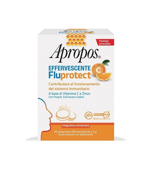 APROPOS FLUPROTECT 20 COMPRESSE EFFERVESCENTI VITAMINA C+ZINCO GUSTO ARANCIA | FarmaHome